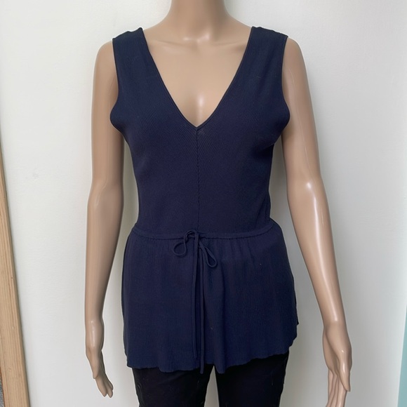 Theory | Tops | Theory Navy Top Sleeveless Frya Peplum Shell | Poshmark
